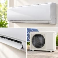 China AC DC Solar Hybrid Air Conditioner 12000BTU Combines Solar And Grid Power for sale