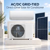 China 12000BTU AC DC Grid Tied Hybrid Solar Air Conditioner 3x500W Panels Direct Drive Mains Backup for sale