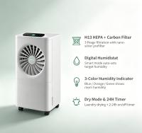 China Compact Dehumidifier 10L 12L/Day Digital Humidistat Auto Defrost H13 HEPA Carbon 37dB 125m3/H for sale