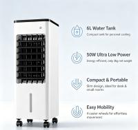 China Mini Portable Evaporative Air Cooler 6L 50W Ultra Low Energy Personal Cooling Fan 220V 50Hz Caster Wheels Adjustable Louvers for sale