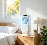 China 5L Mini Evaporative Air Cooler 45W 220V 50Hz Remote Control Digital Display Circular Outlet Side Handle Cooling for sale