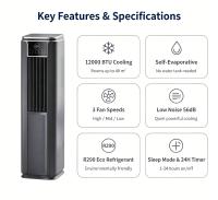 China Airwens Portable Air Conditioner Supplier 12000BTU Cooling 3-Speed 24h Timer Sleep Mode for sale