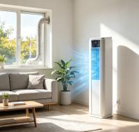 China Wholesale Portable Air Conditioner14000BTU R290 Self-Evaporative 3-Speed 24h Timer Sleep Mode LED Tower Silver for sale