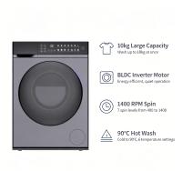 China 10kg Front Load Washing Machine 1400 RPM No Spin 400 RPM Steam 90°C Tub Clean Dark Grey for sale