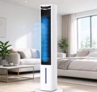 China Tower Evaporative Air Cooler White 75W 7.5m/s 3 Speed 4L Tank Remote Control 12H Timer for sale