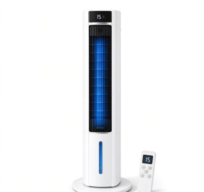 China Tower Water Cooling Fan White 75W 7.5m/s 4L Visible Tank LED Touch Remote Humidifier 50/60Hz for sale