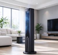 China Black Tower Water Cooling Fan DC Motor 10m/s 24 Variable Speed 6.5L Tank LED Touch Humidifier 50/60Hz for sale