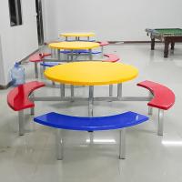 China Fiberglass Removable Round Dining Table Set With Eight Seats for sale