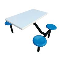 China 4 Seater Round Stool One Piece Fast Food Restaurant Dining Table And Chairs for sale