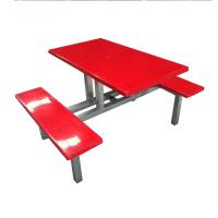 China Cafeteria Stainless Steel One Piece Dining Table And Chair Set for sale