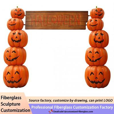China Outdoor Garden Decoration Custom Made Resin Pumpkin Statue Large Size Yellow Color Fiberglass Pumpkin Sculpture for sale