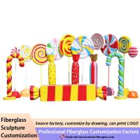China Custom Large Dessert Sculptures Storefront Decor Visual Merchandising Mall Decor Fibreglass Ice Cream Shop Display Statues for sale