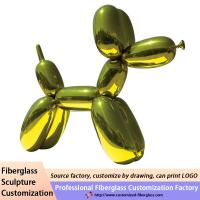 China Customized Electroplated 3D Balloon Dog Fiberglass Animal Sculpture For Gift Home Decoration for sale
