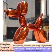 China Customized Electroplated 3D Balloon Dog Fiberglass Animal Sculpture For Gift Home Decoration for sale
