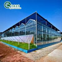 China Glass Greenhouse Ventilation System with Tempered Glass or PC Sheet Top Covering for sale