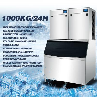 China 1Ton Cube Ice Maker Machine Crystal 1000kg/24H Big Capacity Ice Maker for sale