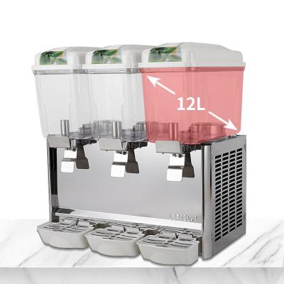 China 36L Fruit Juice Dispenser MachineL 3 Tanks Stainless Steel Big Volume Jet Spray Juice Machine for sale