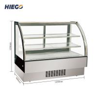 China Desktop Counter Bakery Cake Display Showcase Curved Glass Cake Display Case for sale