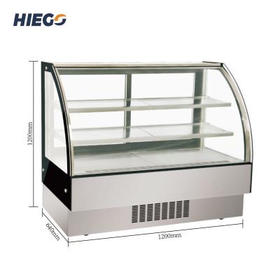 China Desktop Counter Bakery Cake Display Showcase Curved Glass Cake Display Case for sale