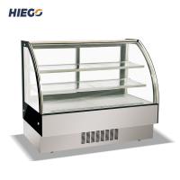 China Desktop Counter Bakery Cake Display Showcase Curved Glass Cake Display Case for sale
