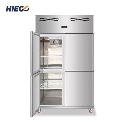 China 1000L Stainless Steel Freezer For Meat 4 Doors Fan Cooling Vertical Kitchen Refrigerator for sale