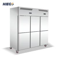 China 1600L Commercial Upright Refrigerator Stainless Steel 6 Doors Freezer for sale