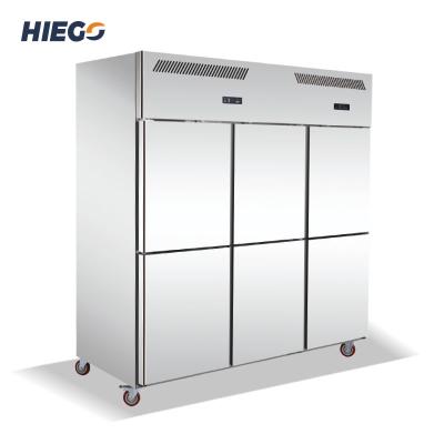 China 1600L Commercial Upright Refrigerator Stainless Steel 6 Doors Freezer for sale