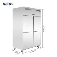 China 1000L Stainless Steel Freezer For Meat 4 Doors Fan Cooling Vertical Kitchen Refrigerator for sale