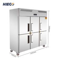 China 6 Door Stainless Steel Upright Refrigerator R134a 1600L Direct Cooling for sale