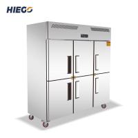 China 6 Door Stainless Steel Upright Refrigerator R134a 1600L Direct Cooling for sale