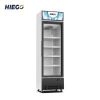 China 368L Single Glass Door Display Chiller Upright Refrigerated Vertical Freezer for sale
