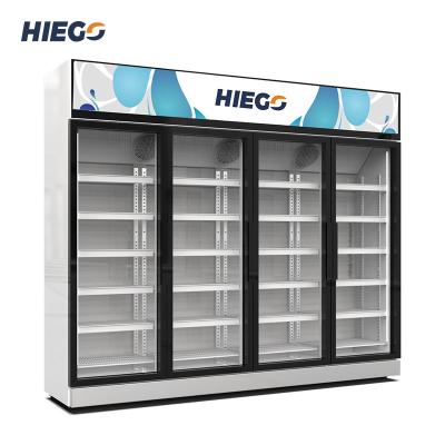 China 2200L 4 Door Stainless Steel Freezer Combination Glass Display Chiller for sale