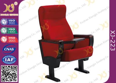 China Stain Proof Full Upholstered Red Velvet Fabric Chairs For Stadium / Lecture Room for sale
