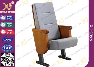 China Heavy Duty Foldable Tablet Library Auditorium Chairs With Wooden Arm Surface Finish for sale