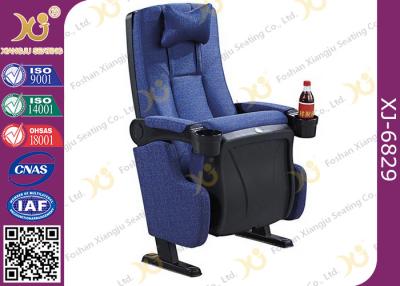 China Gravity Recovery Fabric Surface Cinema Theater Chairs Folding Up With Cup Holder for sale