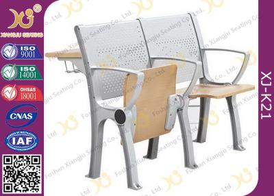 China Aluminum Alloy Folding Seat School Desk And Chair With Writing Pad for sale