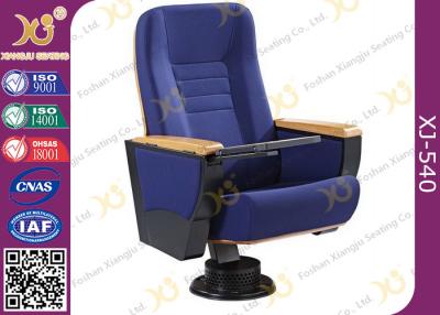 China Solid Wood Armrest Conference Hall Seating Floor Mouted Auditorium Chairs With Writing Pad for sale