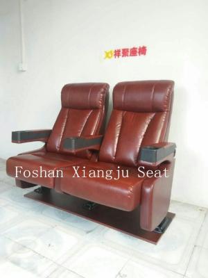China Brown Color Leather Back Fixed Cinema Theater Seating 2.3mm Thickness For Audience for sale