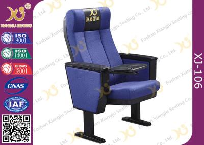 China Black PU Polyurethane Armrest Church Auditorium Chairs With ABS Folding Table for sale