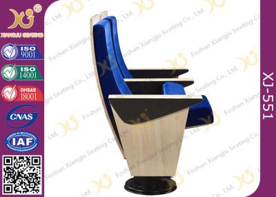 China Maple Veneer Blue Upholstered Auditorium Chairs With Heater Air Output Under Seat Pad for sale