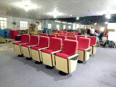 China Wood Panel Church Auditorium Chairs ABS Writting Pad Lecture Hall Chair 580mm Dimention for sale
