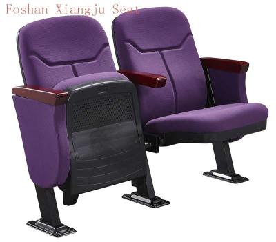 China Cold Rolled Steel leg Auditorium Chairs PP Cover Theater Seat solid wood arm without pad 550mm width for sale