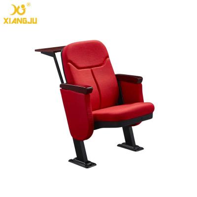 China 550mm Dimention Metal Folding Seat Fixed On Floor Lecture Hall Chairs with table at back for sale
