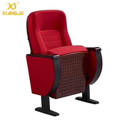 China Walnut Wood Colour Metal Legs Lecture Hall Seating With Back Folding Writing Pad ​ for sale