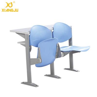 China Blue Plastic Seat Cold Steel Frame Folding Chair Set for Lecture Hall for sale