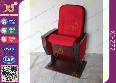 China Public Folded Veneer Auditorium Chairs / Red Lecture Hall Seating for sale