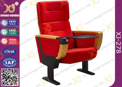 China Red Fabric Cover Stadium Theatre Seating Chairs With Drink Holder / Folded Movie Seats for sale