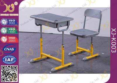 China Height Adjustable Single Student Desk And Chair Set Free Standing for sale