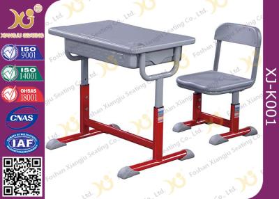 China Iron Structure Primary Student Kids School Table And Chairs With Non Slip Feet for sale