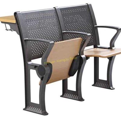 China Flame Retardant College Lecture Hall Chairs Study Seating With Armrest / Iron Leg for sale